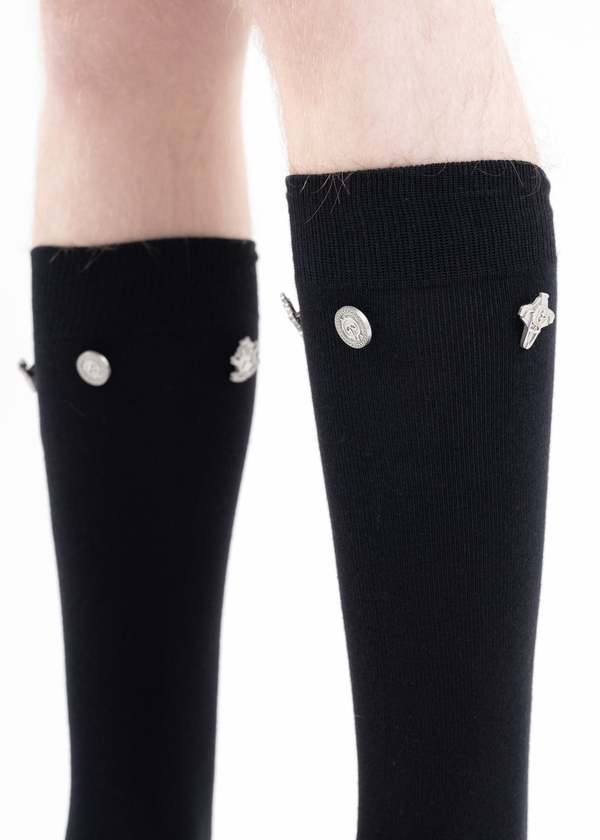 C2H4 Emblem Button Socks - Black | Garmentory