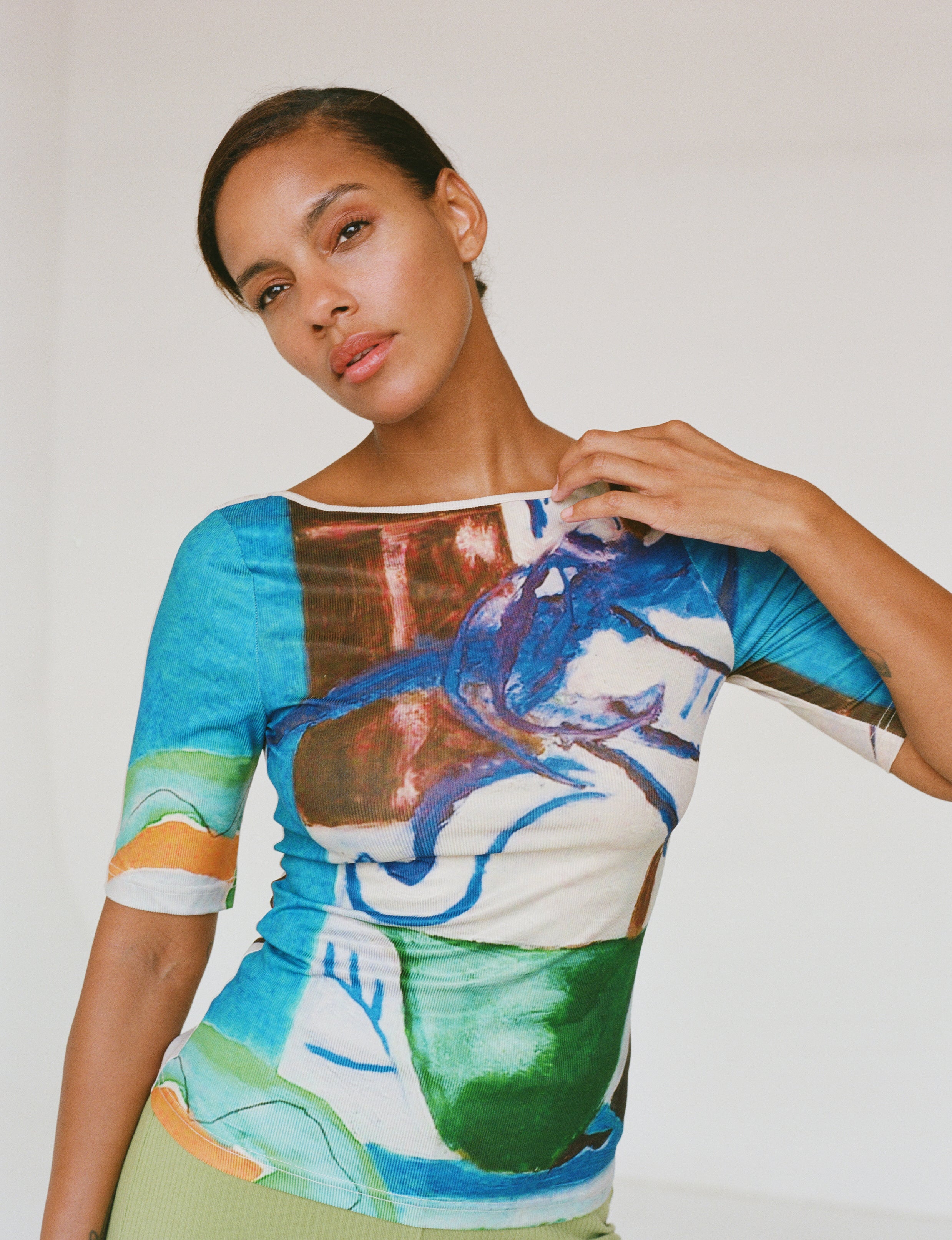 Rationalle Maggie Top - Painterly Print | Garmentory