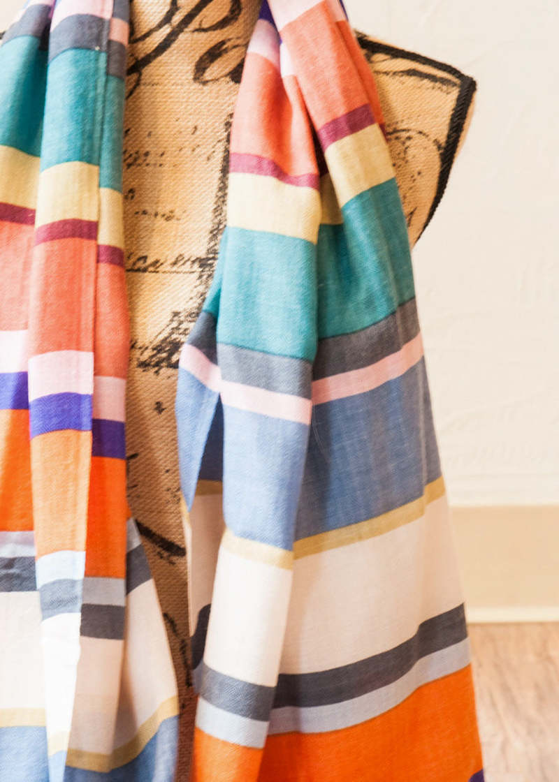 Épice Cotton Linen Stole - Orange Stripe | Garmentory