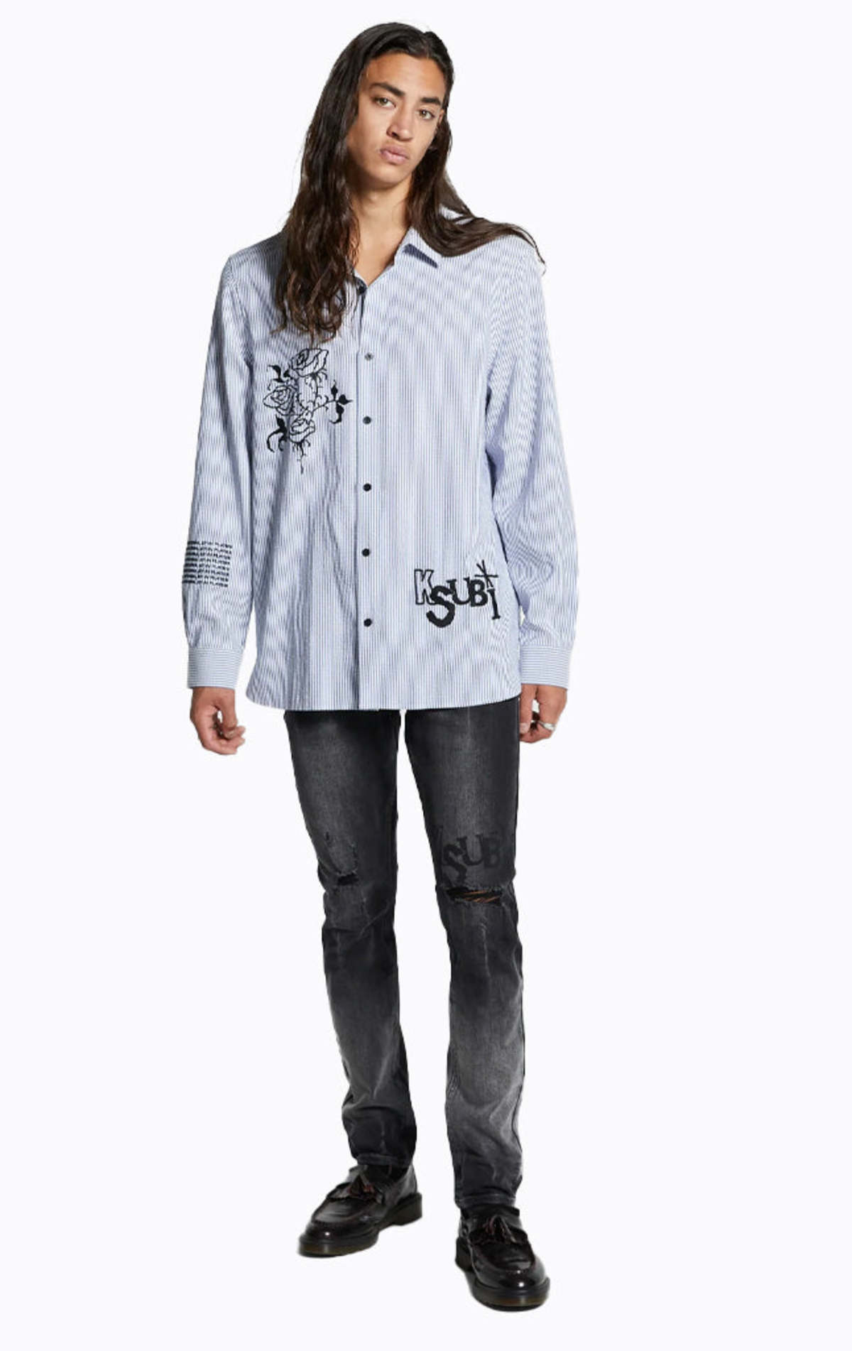 Ksubi Rose Voltage LS Shirt - Blue Stripe | Garmentory
