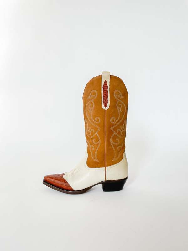 Russet Leather Cowboy Boots - Two Tone | Garmentory