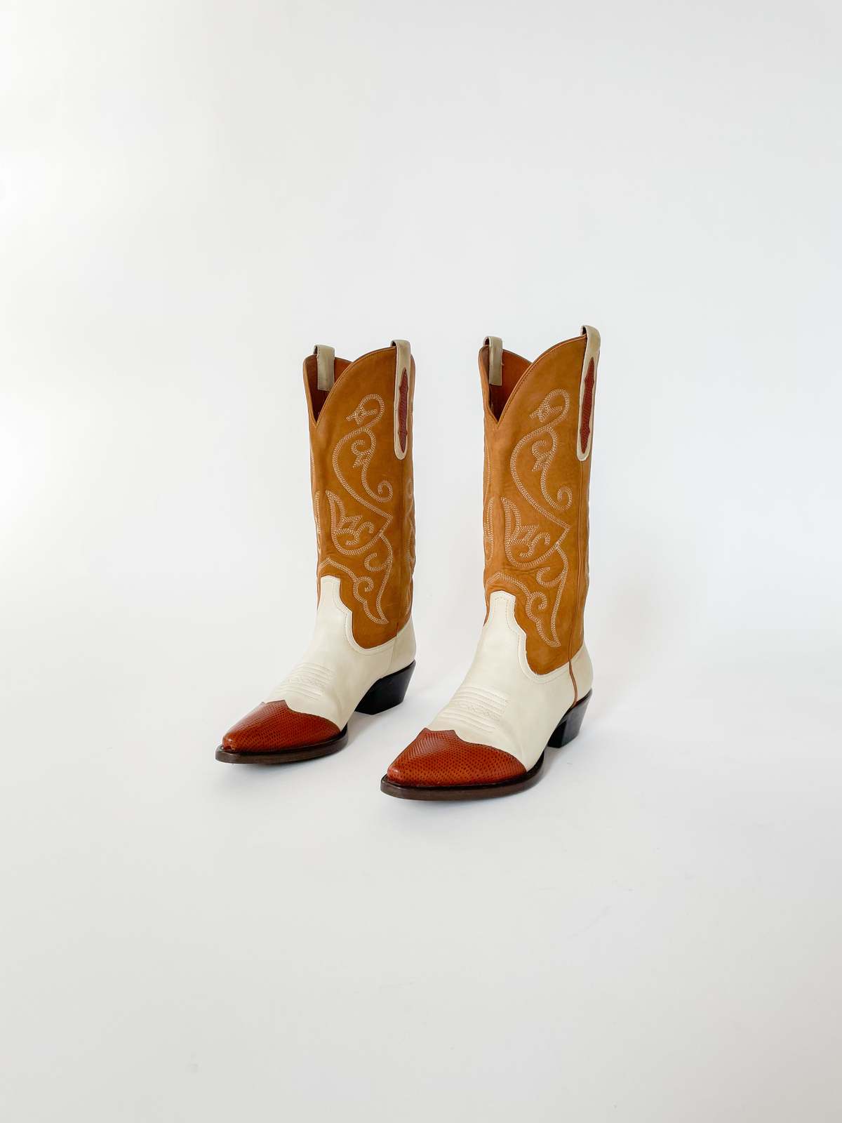 Russet Leather Cowboy Boots - Two Tone | Garmentory