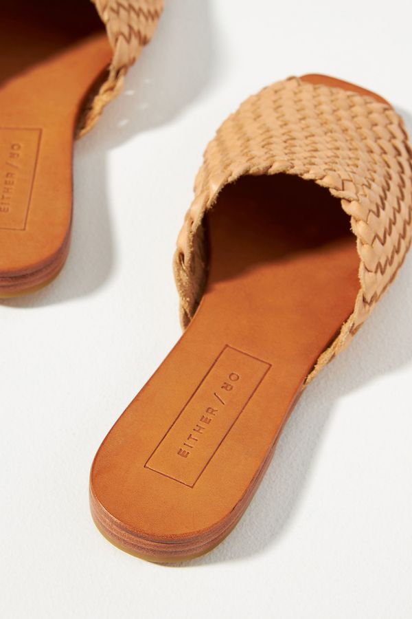 Either Or Woven Slide Mule Sandals - Natural | Garmentory