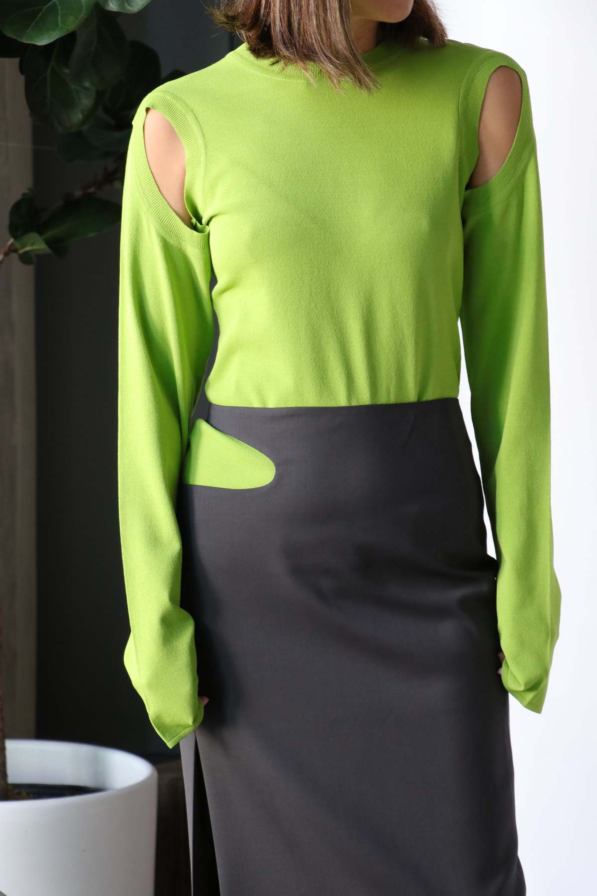 LOW CLASSIC Armhole Long Sleeve Knit - Green | Garmentory