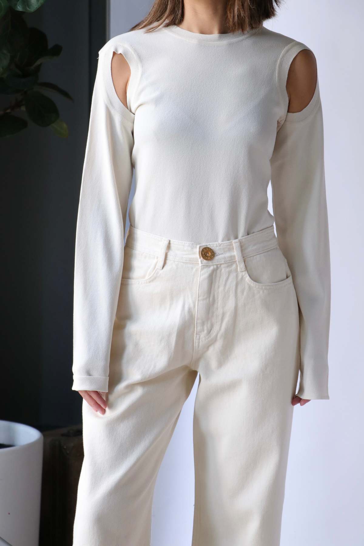 Low Classic Armhole Long Sleeve Knit - Ivory | Garmentory