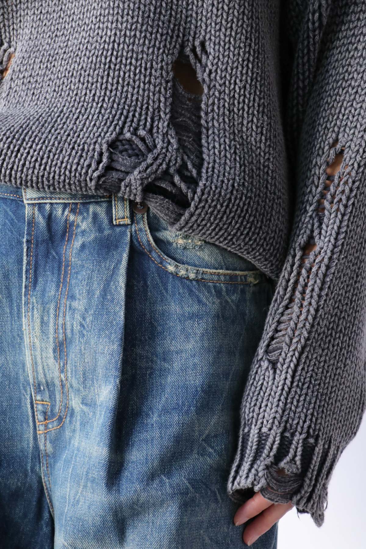 R13 Distressed Oversized Sweater - Acid Black | Garmentory