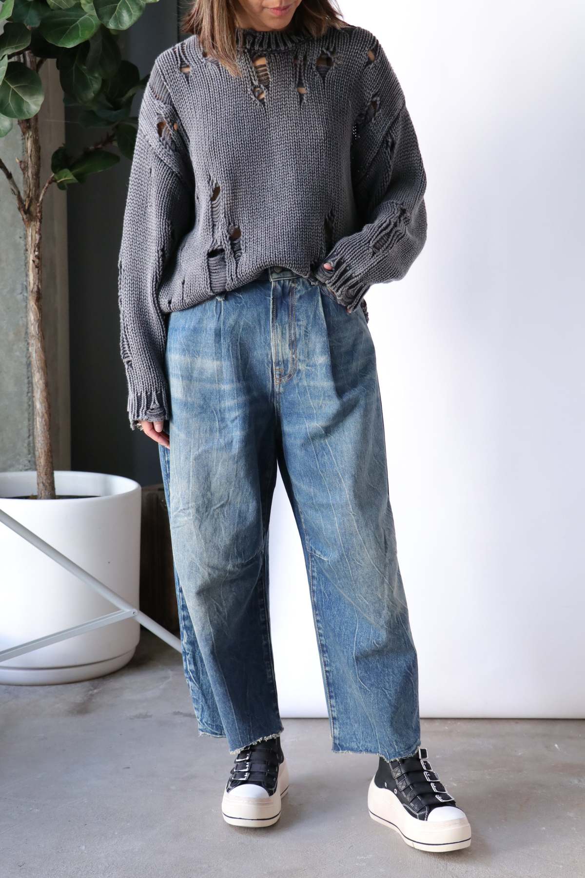 R13 Distressed Oversized Sweater - Acid Black | Garmentory