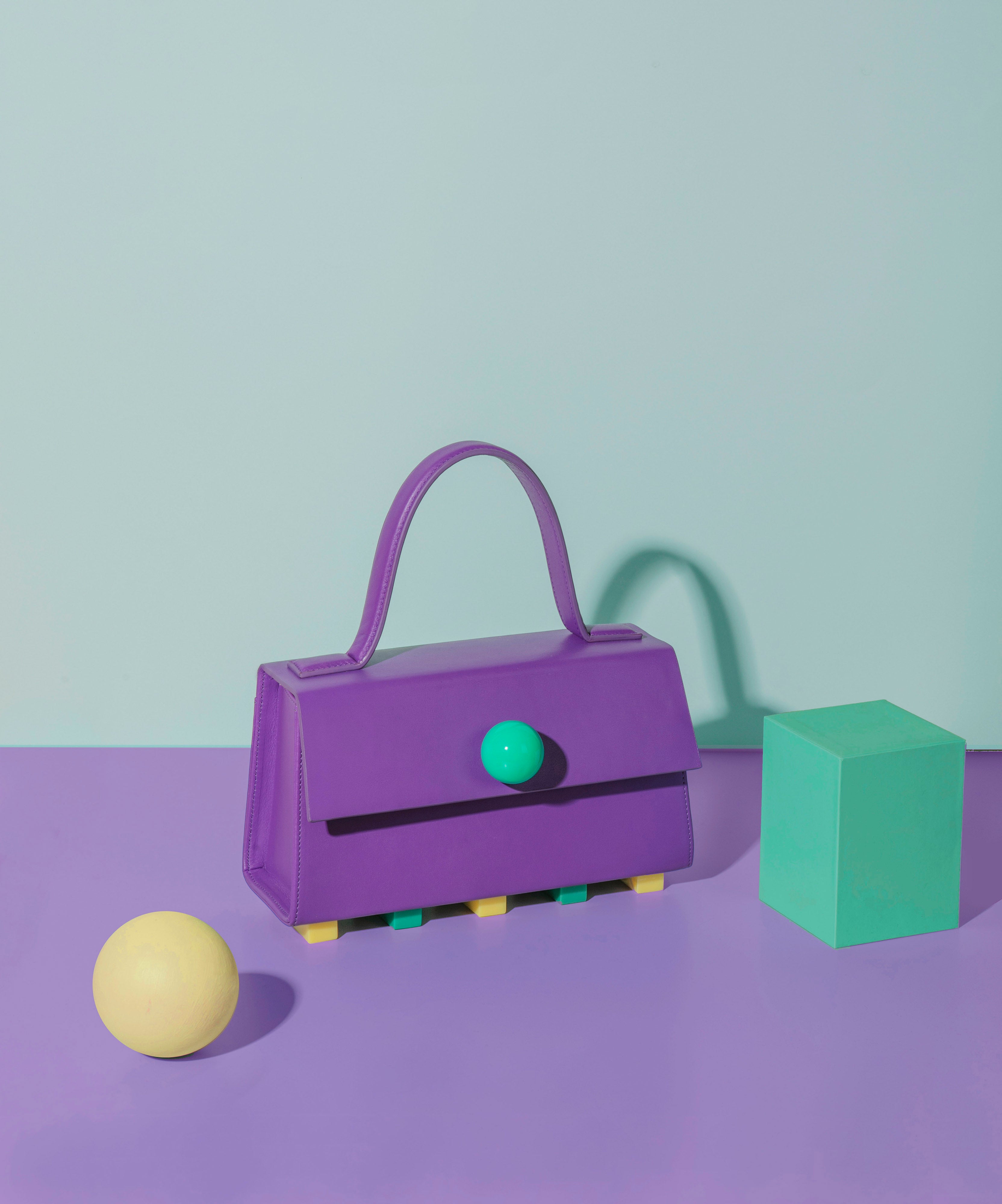 MATTER MATTERS Mini Trapezoid Satchel Bag with Strap - Purple | Garmentory