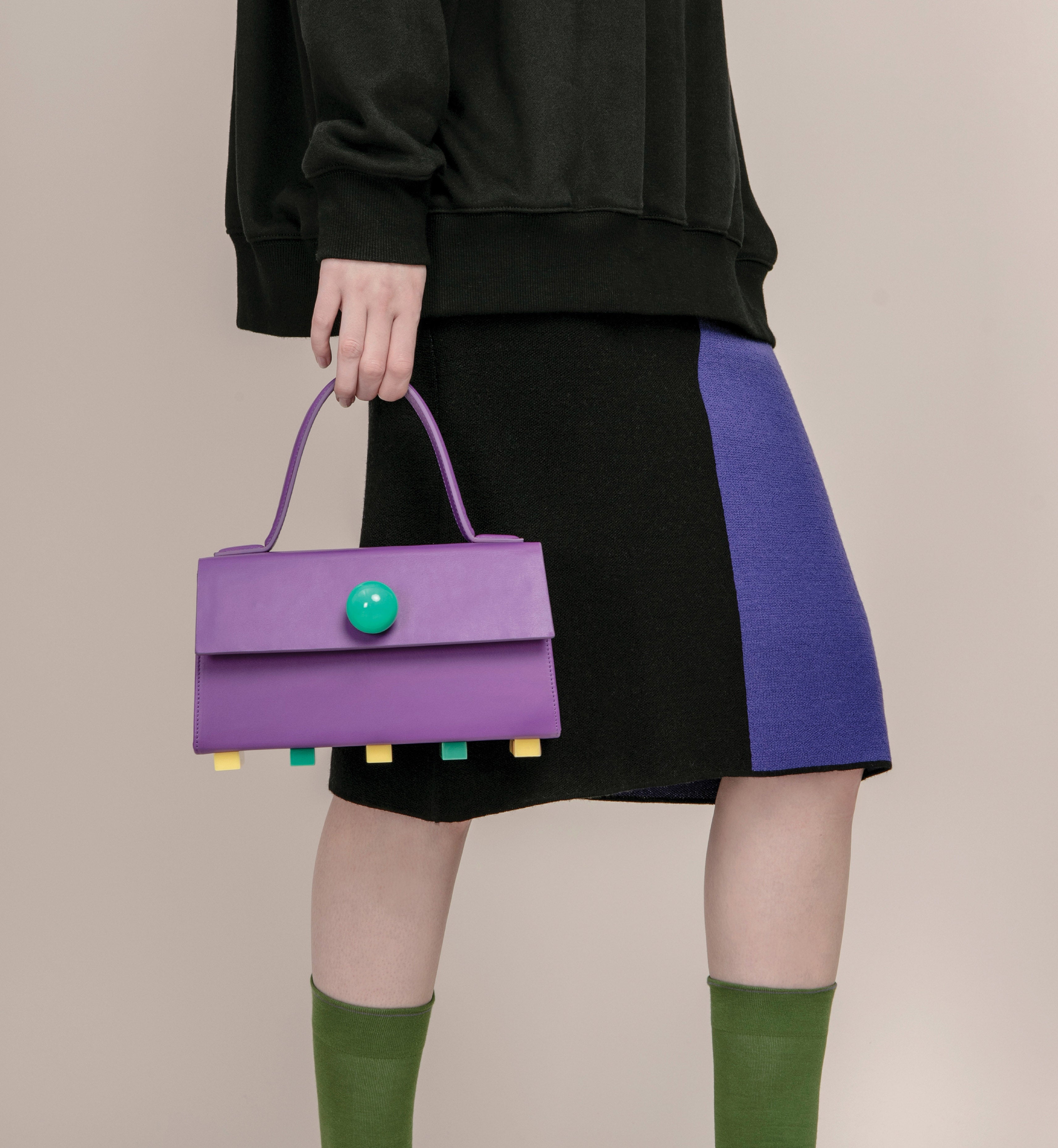 MATTER MATTERS Mini Trapezoid Satchel Bag with Strap - Purple | Garmentory