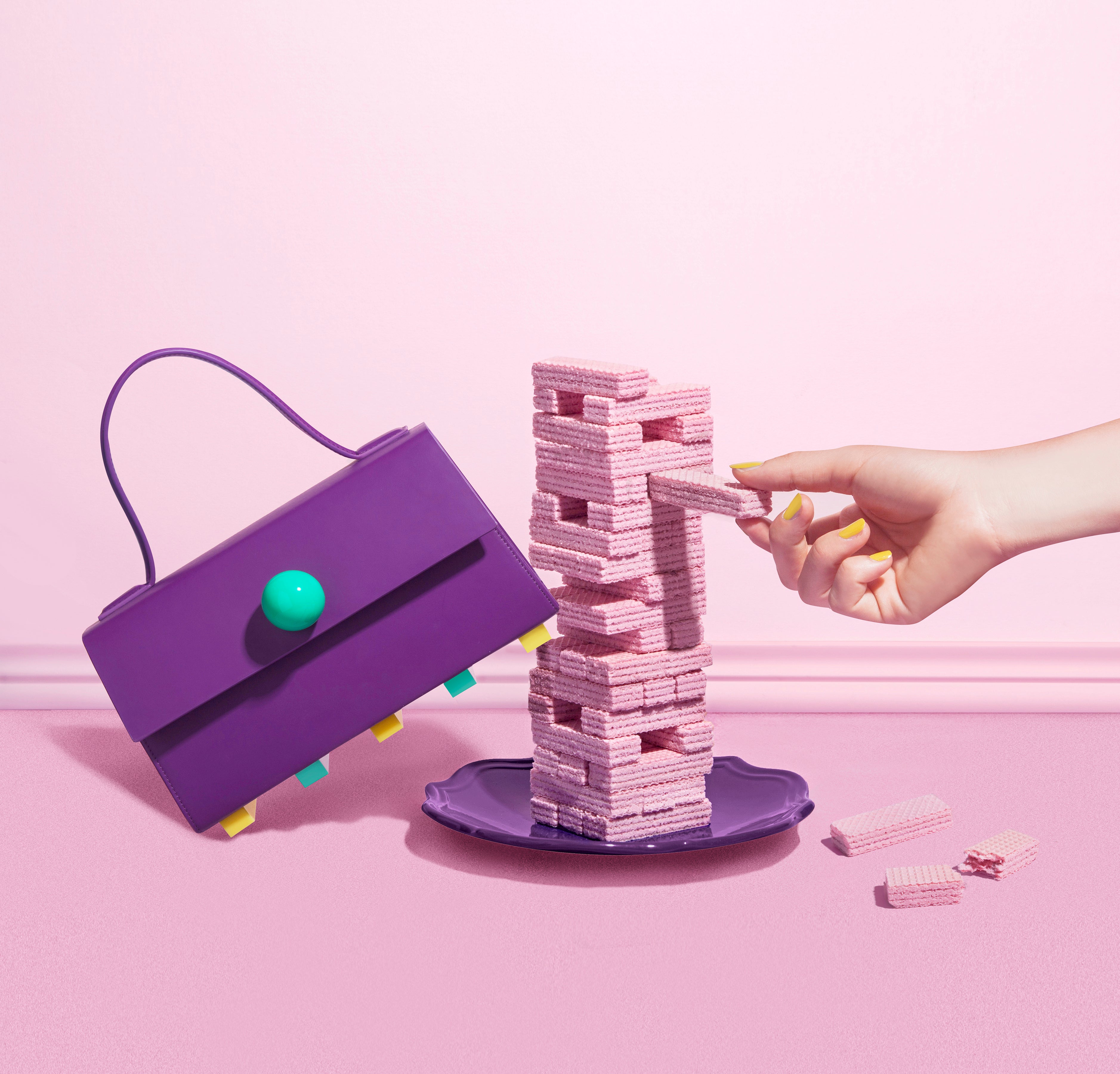 MATTER MATTERS Mini Trapezoid Satchel Bag with Strap - Purple | Garmentory