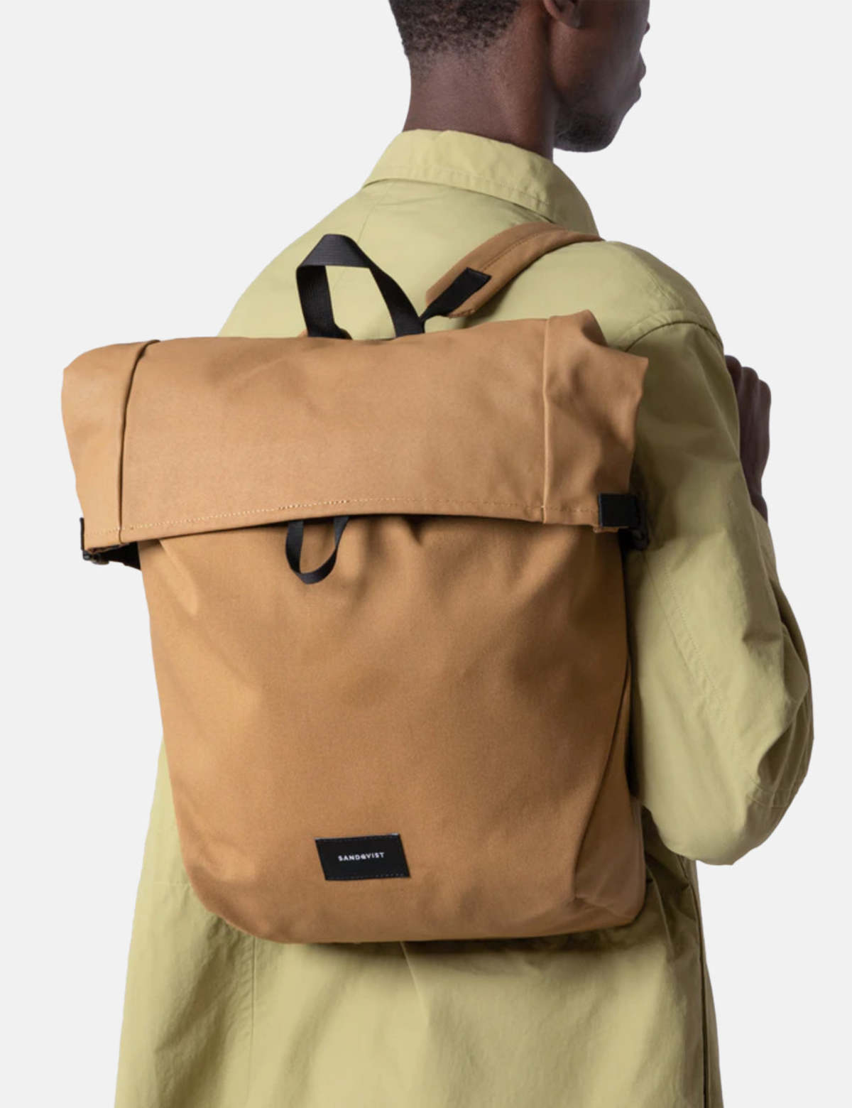 Sandqvist Alfred Polycotton Rolltop Backpack - Bronze/Black | Garmentory