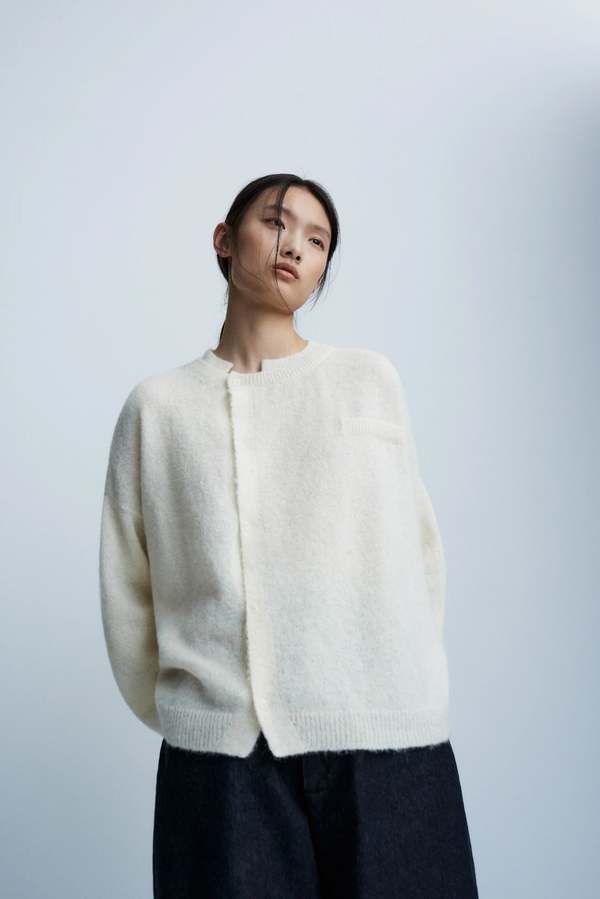 Cordera Baby Alpaca Asymmetric Cardigan - Natural | Garmentory