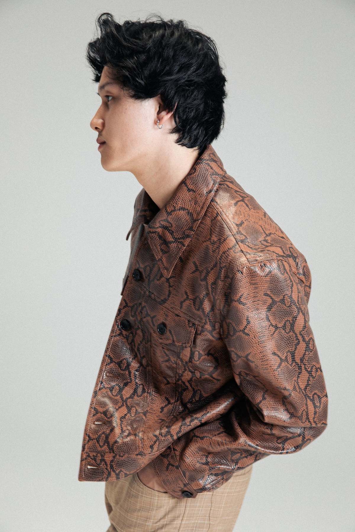 SECOND/LAYER Leather Trucker Jacket - Python | Garmentory