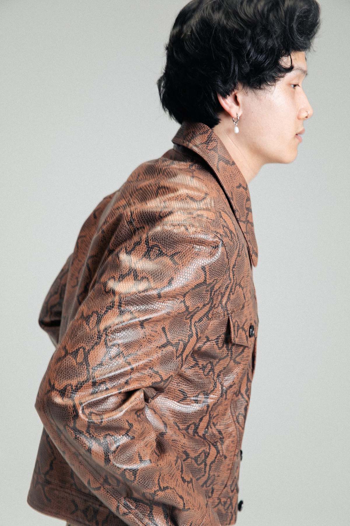 SECOND/LAYER Leather Trucker Jacket - Python | Garmentory