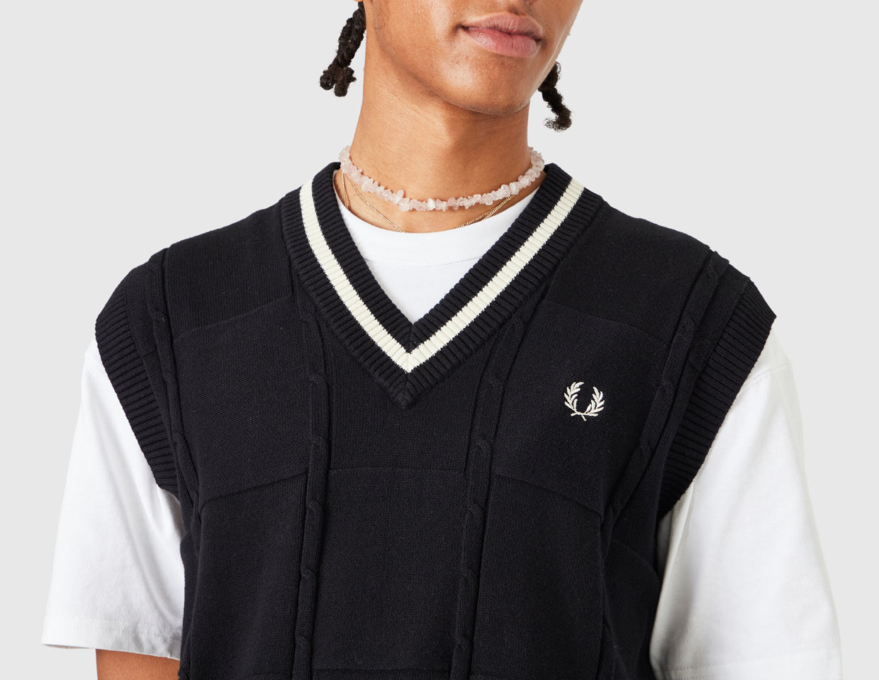 Fred Perry Cable Knit Tank - Black | Garmentory