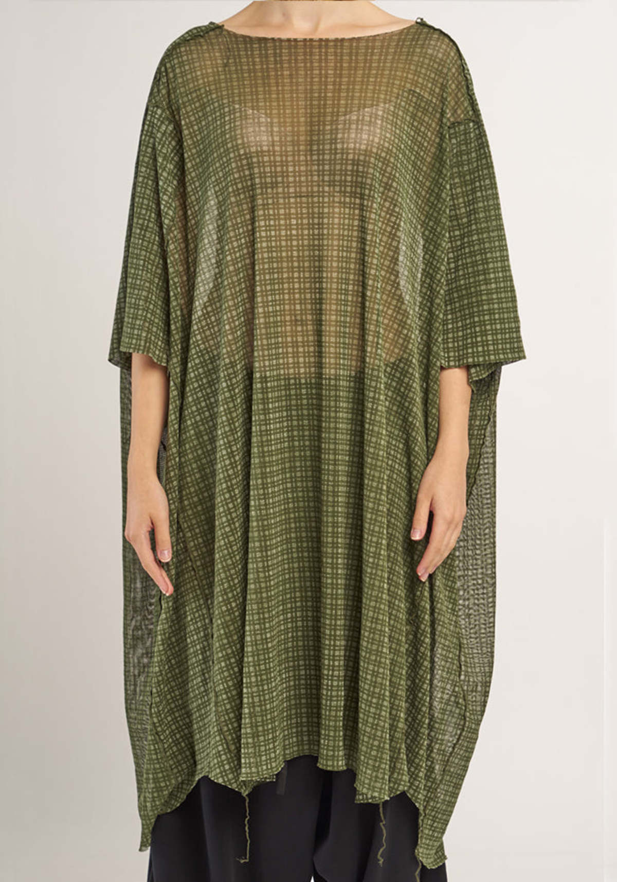 Rundholz Asymmetric Oversized Sheer Mesh Tunic in BLACK PRINT Only ...