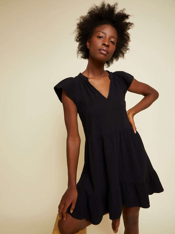 Nation Ltd Padma Ruffle Mini Dress - black | Garmentory