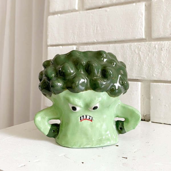 Sarah Hughes Angry Broccoli Vase Sculpture - green | Garmentory