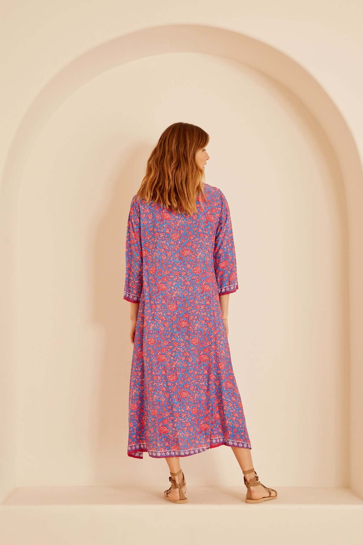 Natalie Martin Isobel Dress - Bloom Print Persian Blue Rosso | Garmentory