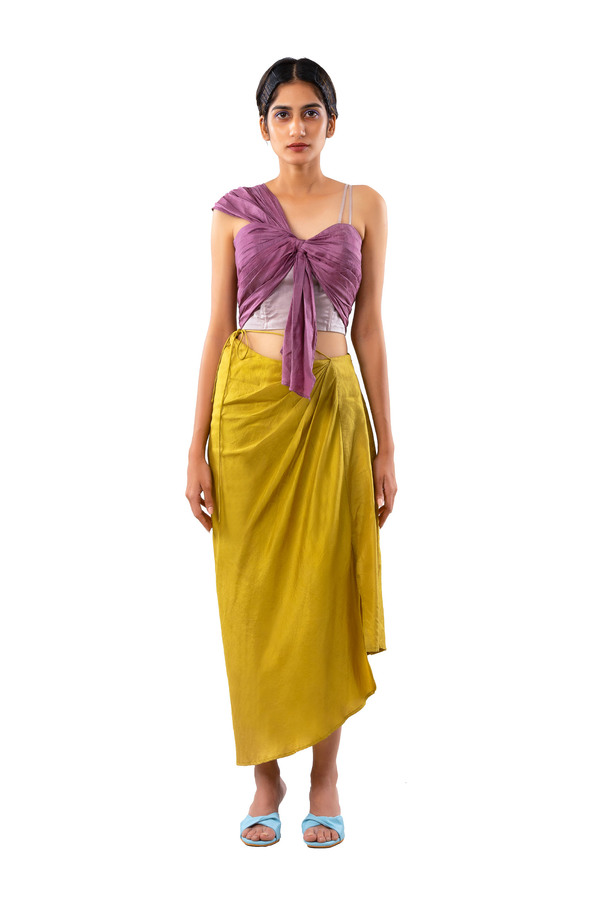 NAMBI-KAI Paro Pomegranate and Turmeric Dyed Skirt - Pear yellow ...