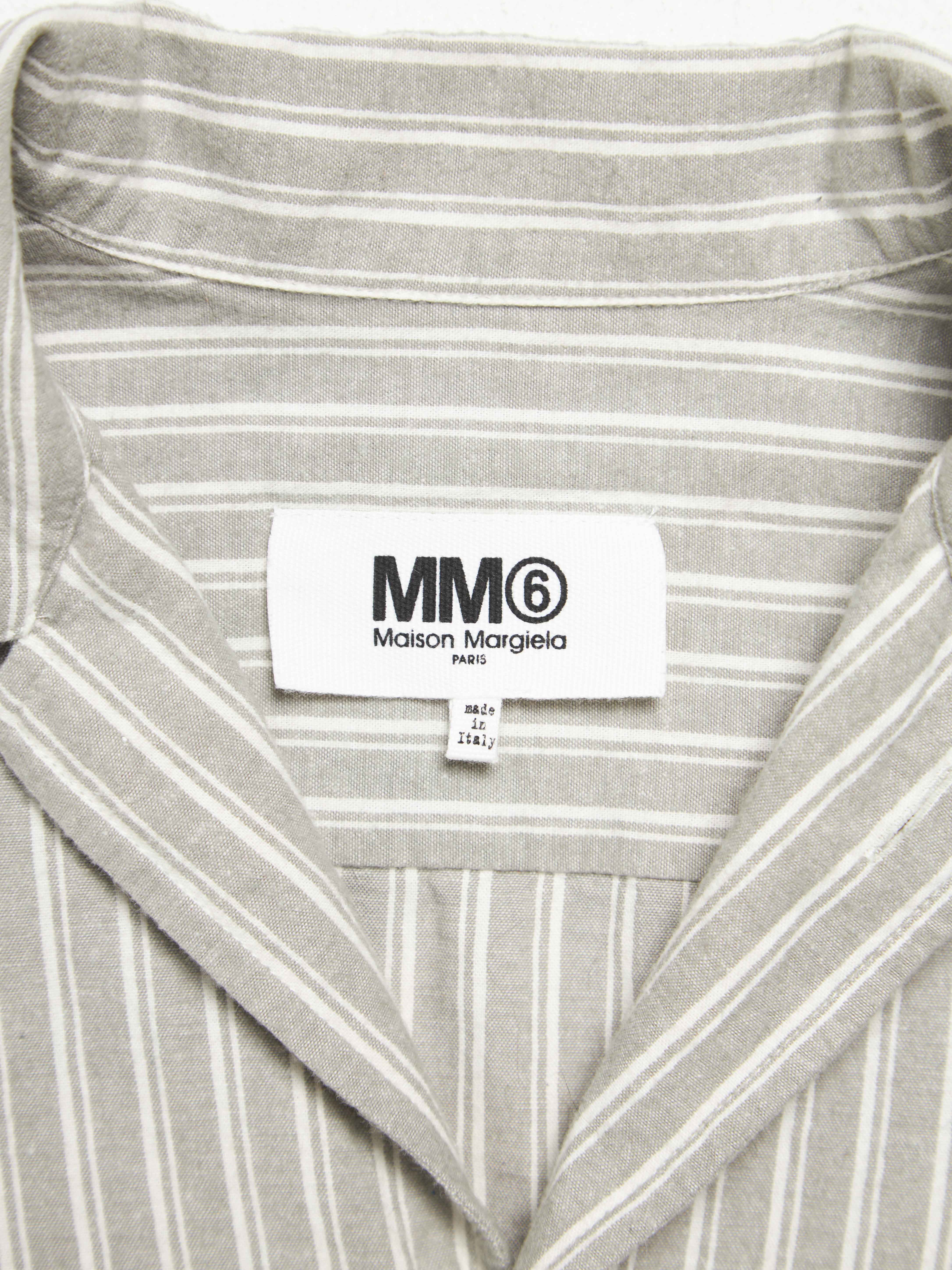 MM6 M Striped Pyjama Cotton Shirt - Gray | Garmentory