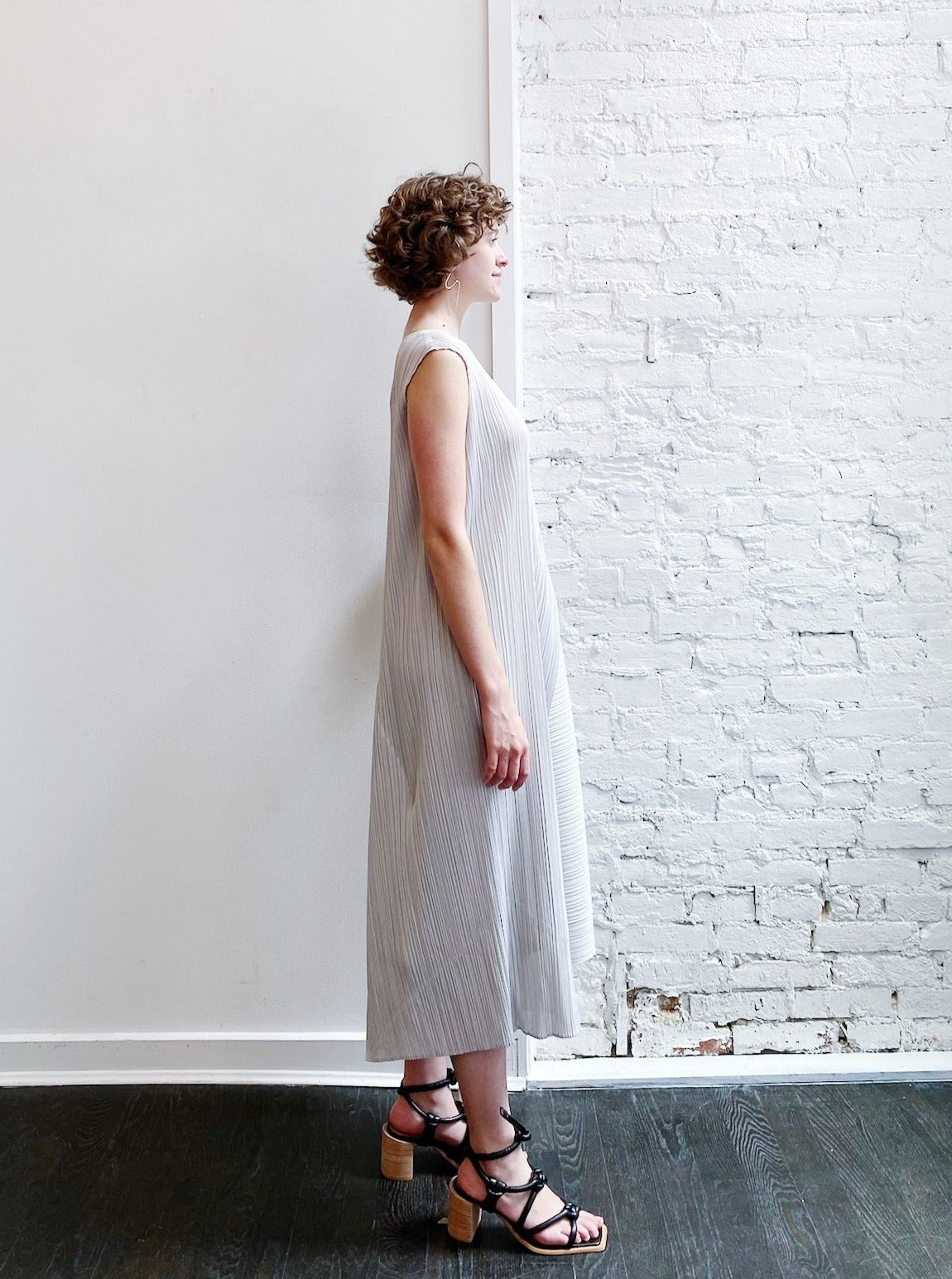 Pleats Please by Issey Miyake Diagonal Pleats Dress - Light Grey ...