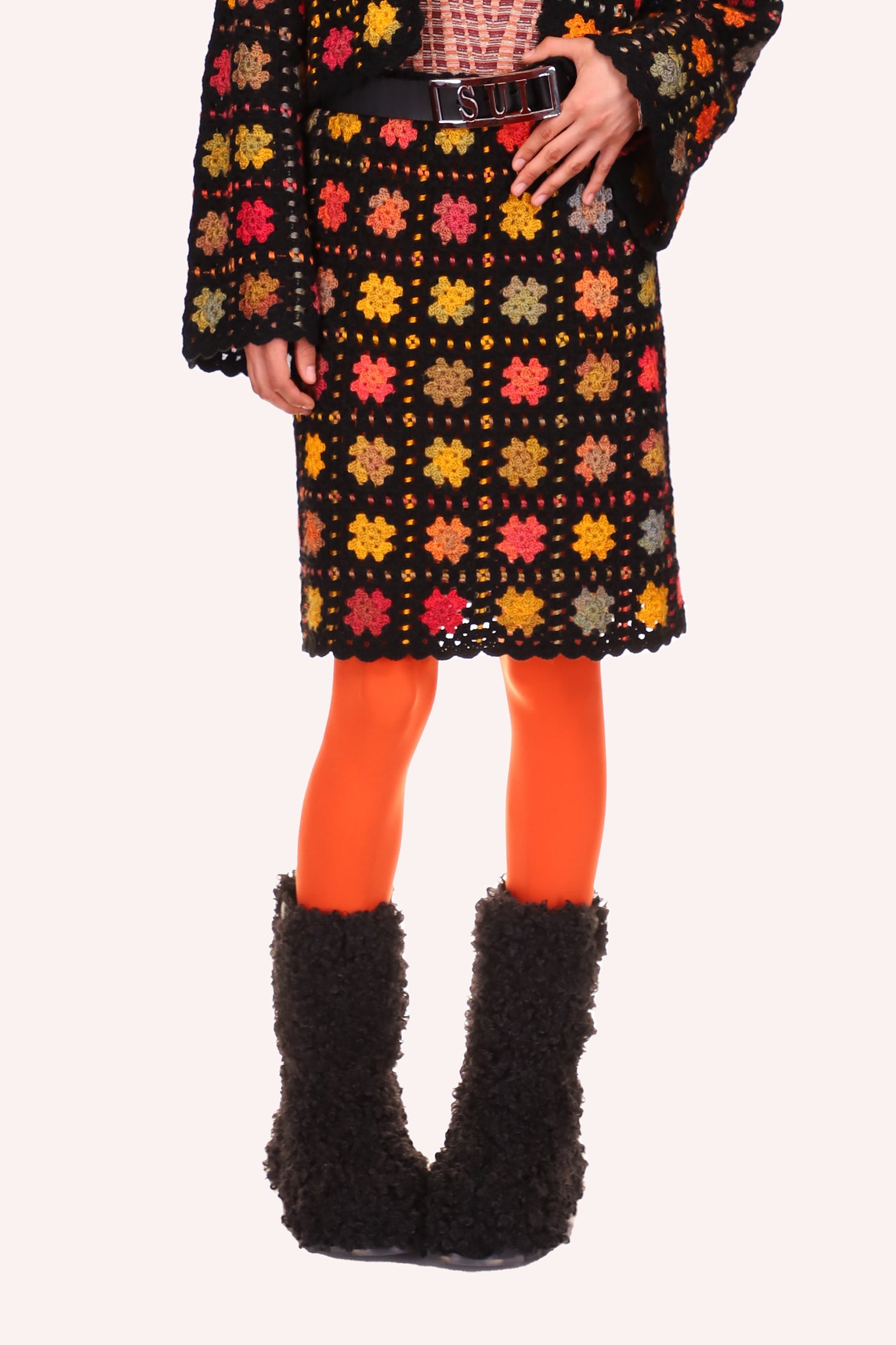Anna Sui Stainglass Crochet Skirt - Orange Multi | Garmentory