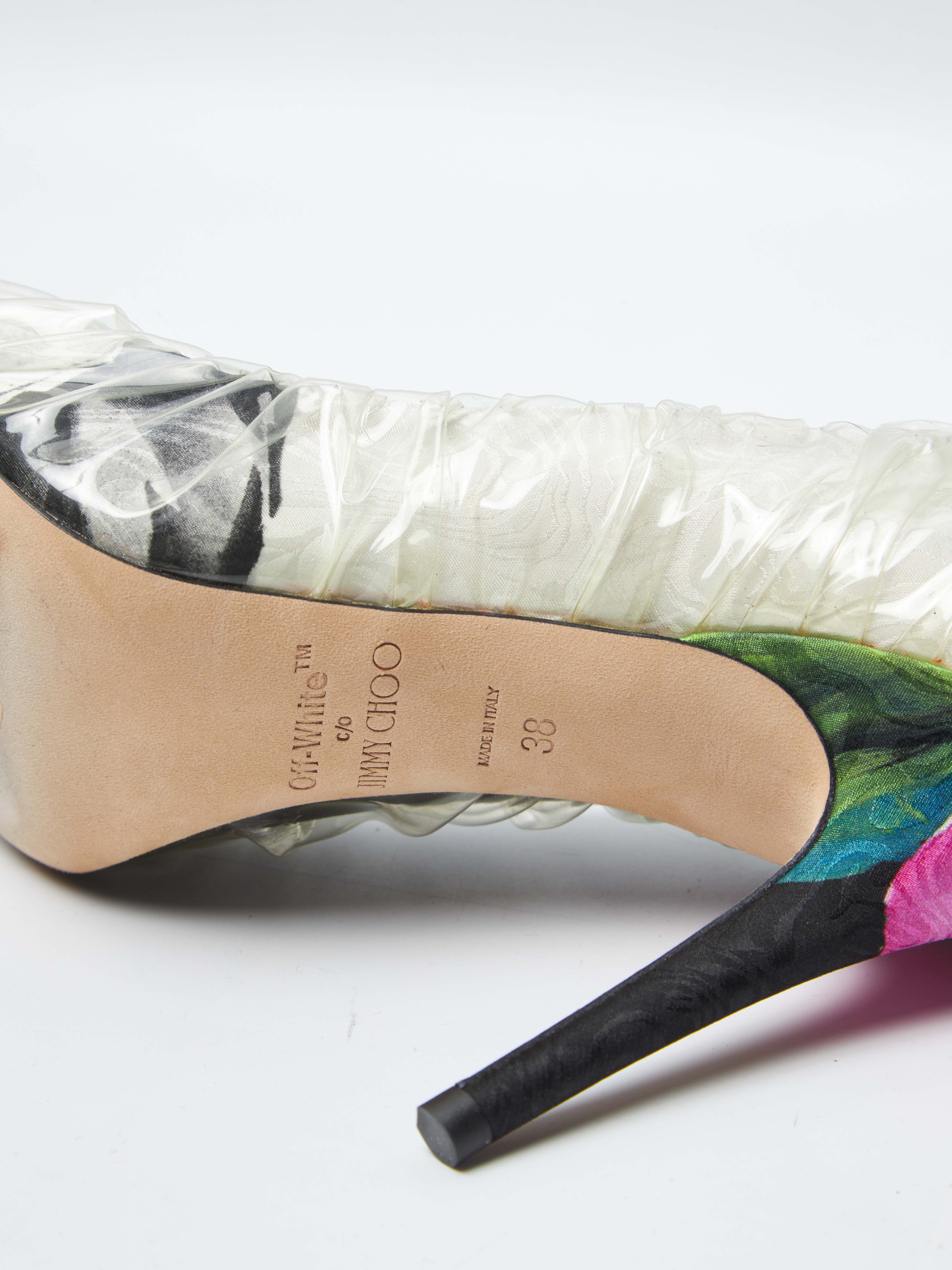 Jimmy Choo X Off-White Plastic Detayled Heels - Flowers Print | Garmentory
