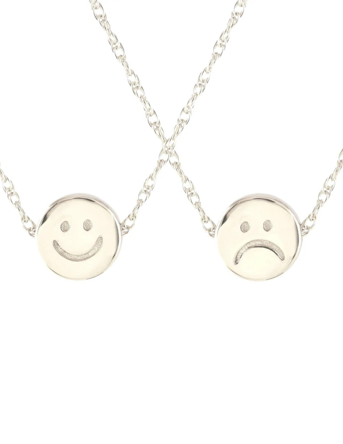 Kris Nations Happy Sad Chain Necklace - Silver | Garmentory