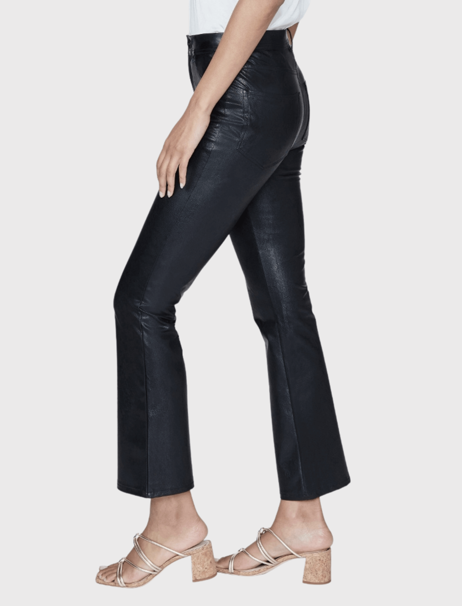 Paige Claudine Vegan Leather Ankle Flare Pan - Caviar | Garmentory