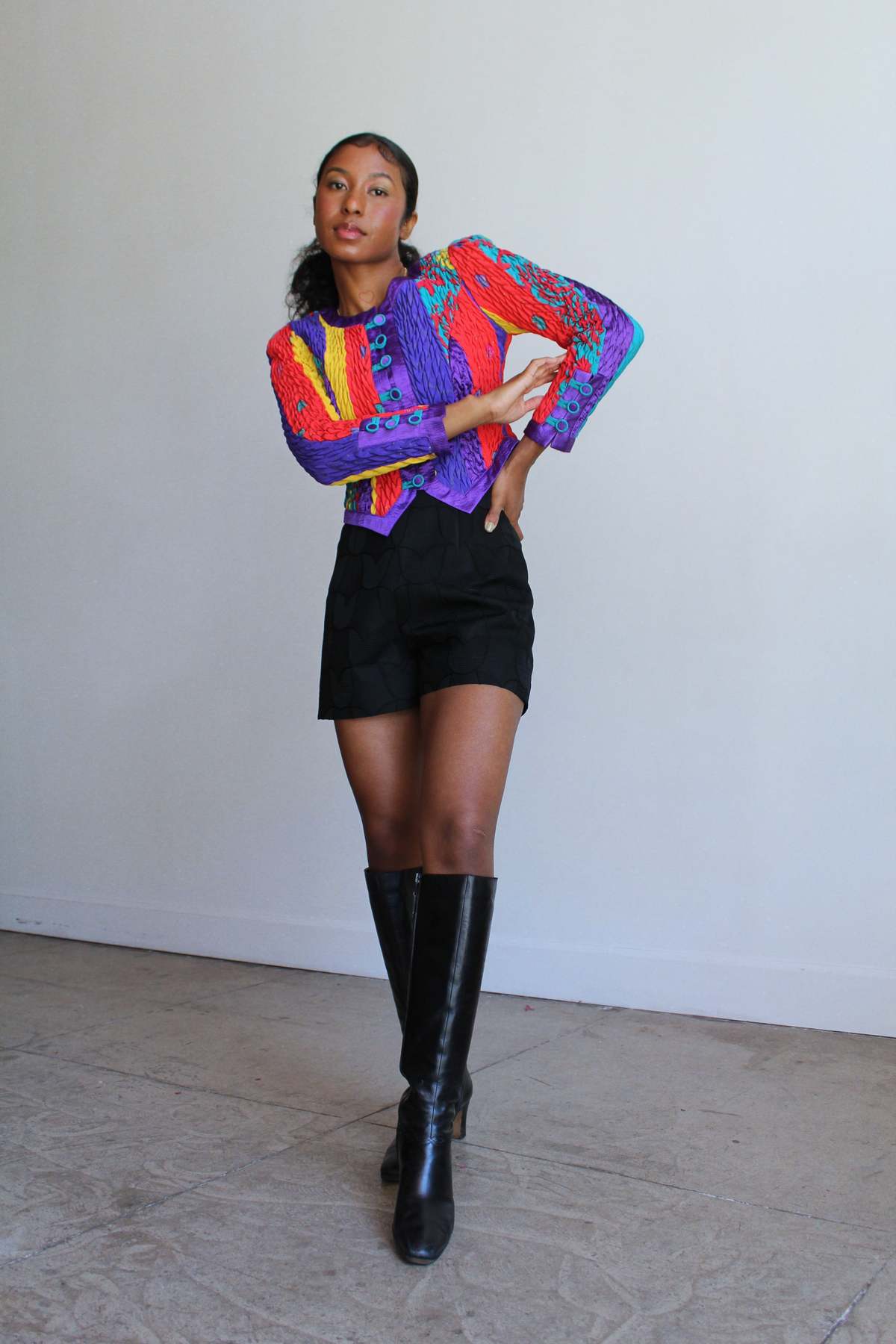 1980s Jeanne Marc Colorful Silk Quilted Jacket - Multi | Garmentory