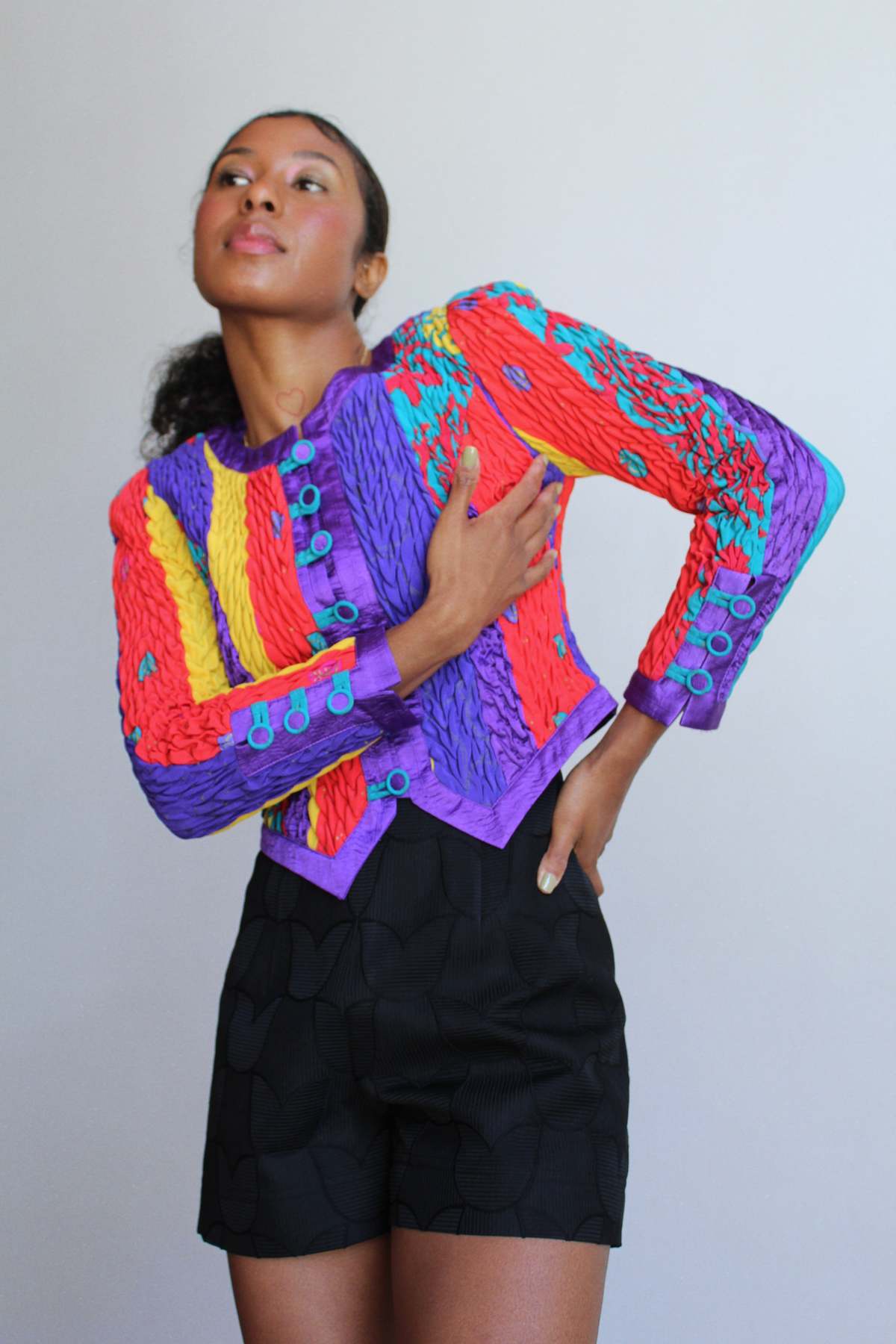 1980s Jeanne Marc Colorful Silk Quilted Jacket - Multi | Garmentory