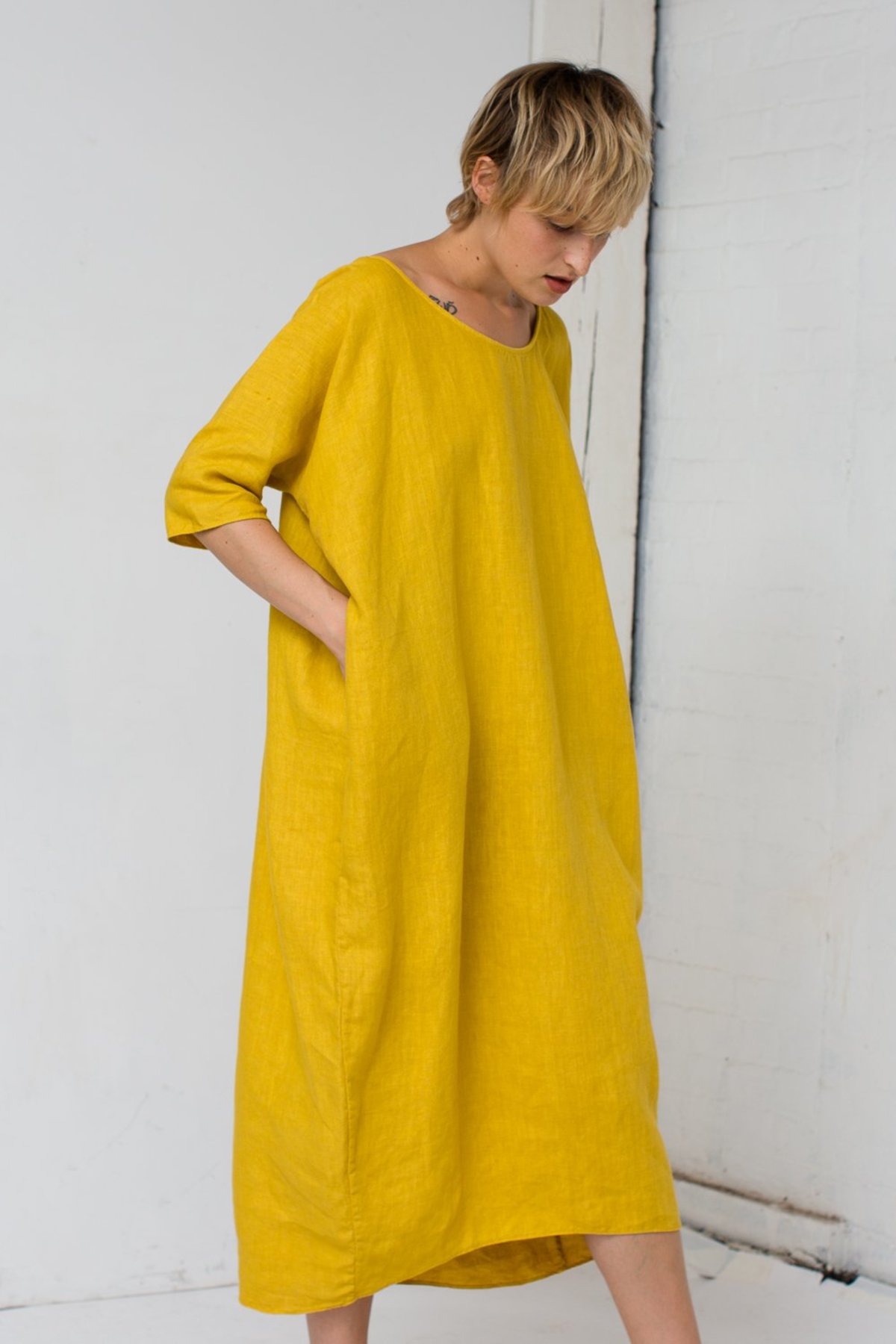 Rachel Craven Long Cocoon Dress in Tumeric | Garmentory