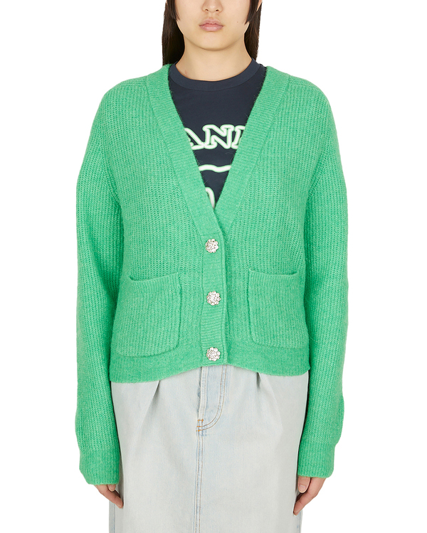 Ganni V-Neck Cardigan - Green | Garmentory