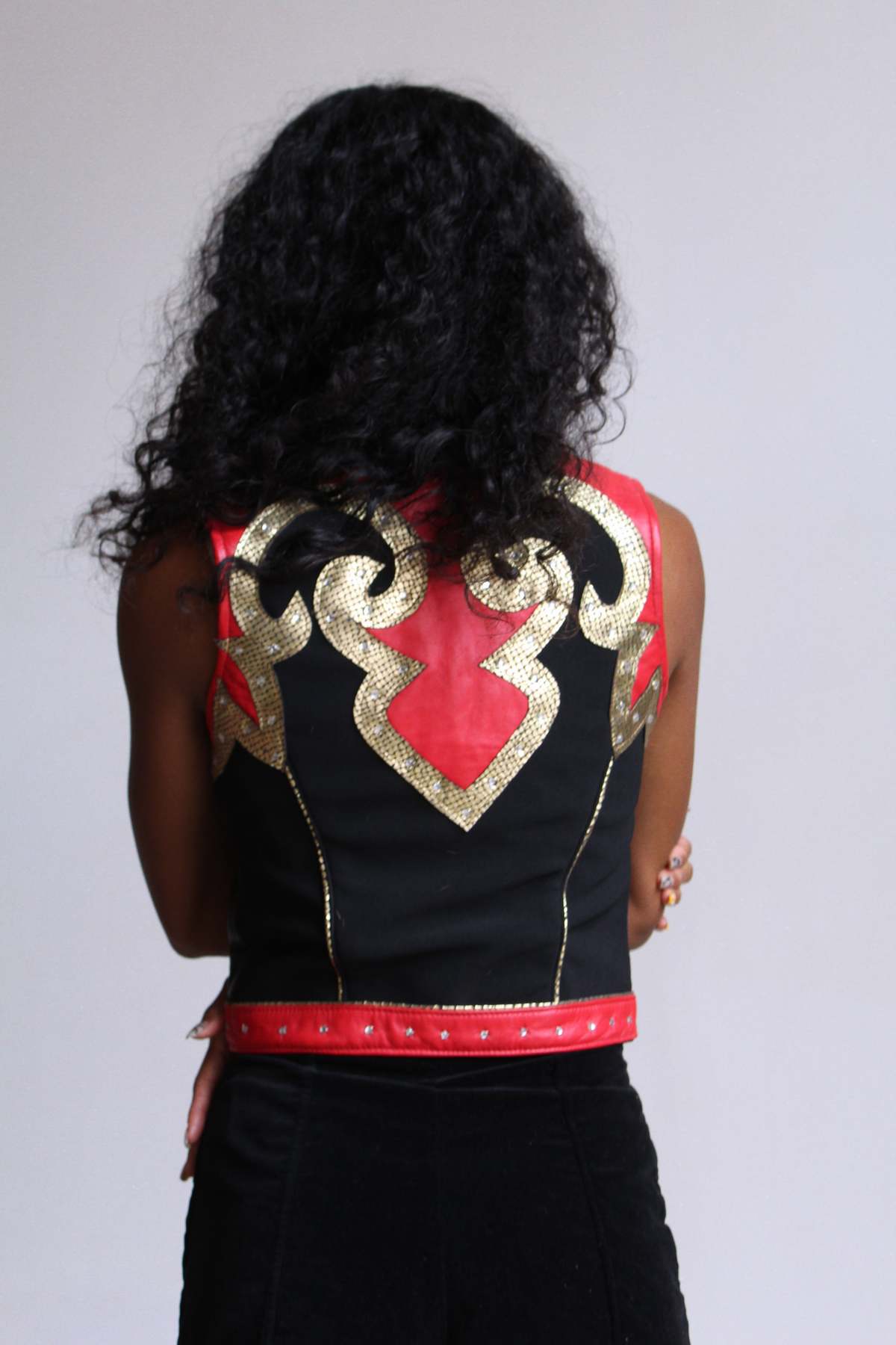 Leather Rhinestone Encrusted Vest | Garmentory