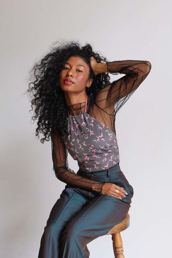 3 Women Reversible Halter Top - Silver Moons/Bubblegum Pink | Garmentory