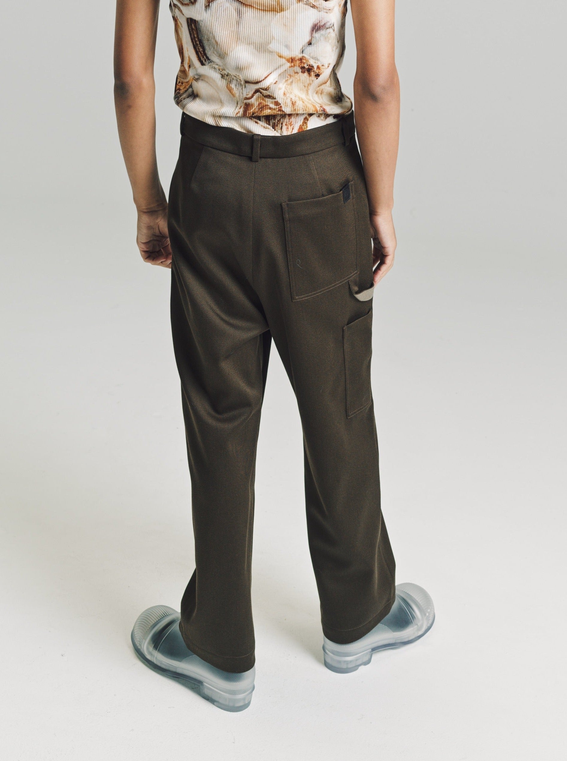 LOEWE Wool Workwear Trousers - Dark Olive Green | Garmentory