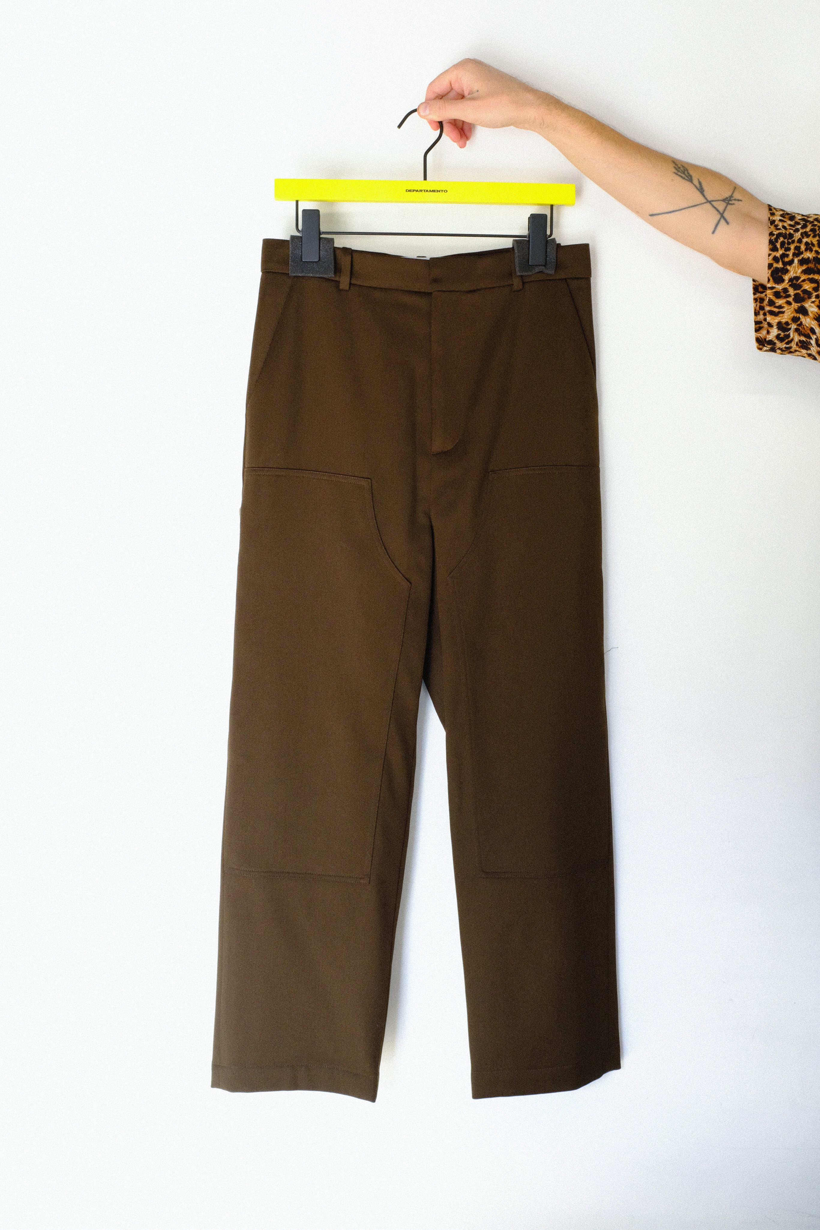 LOEWE Wool Workwear Trousers - Dark Olive Green | Garmentory
