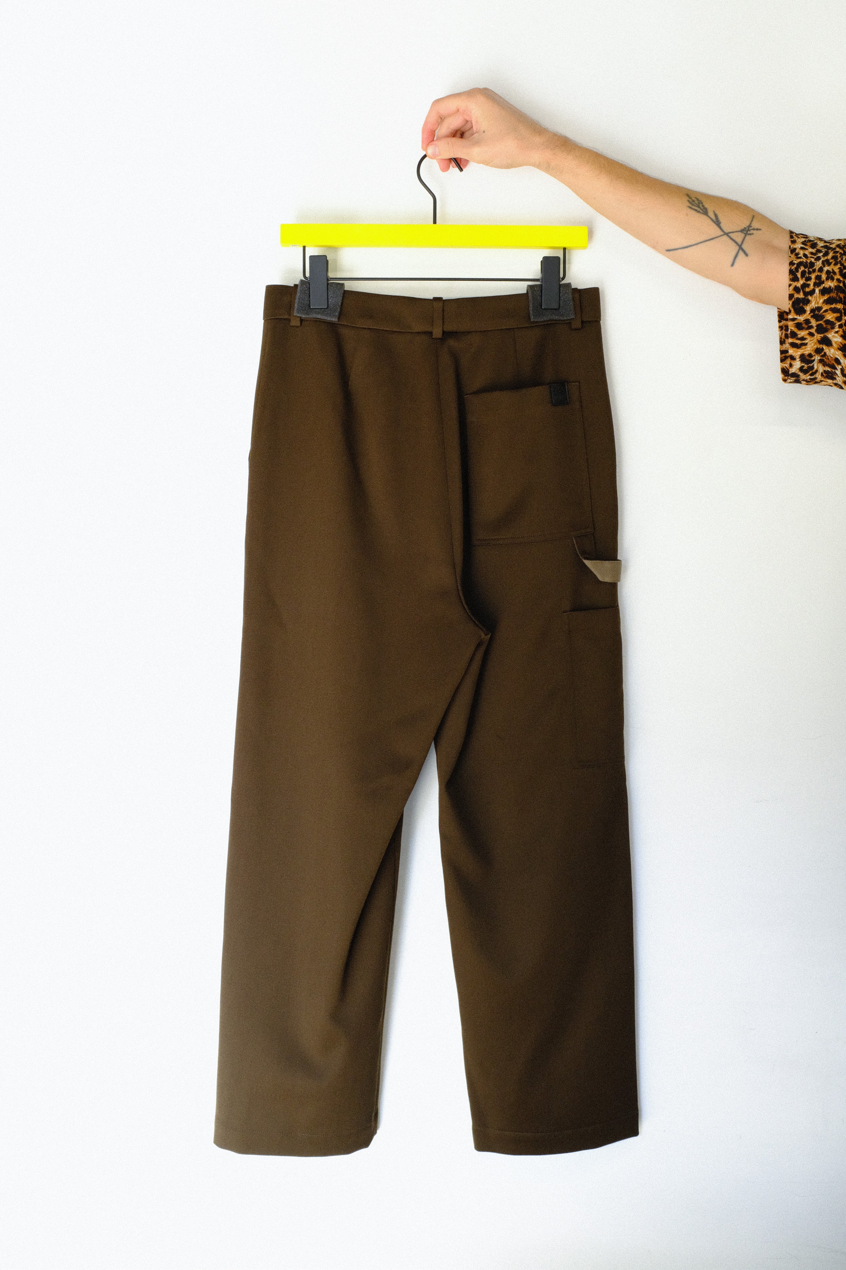 LOEWE Wool Workwear Trousers - Dark Olive Green | Garmentory