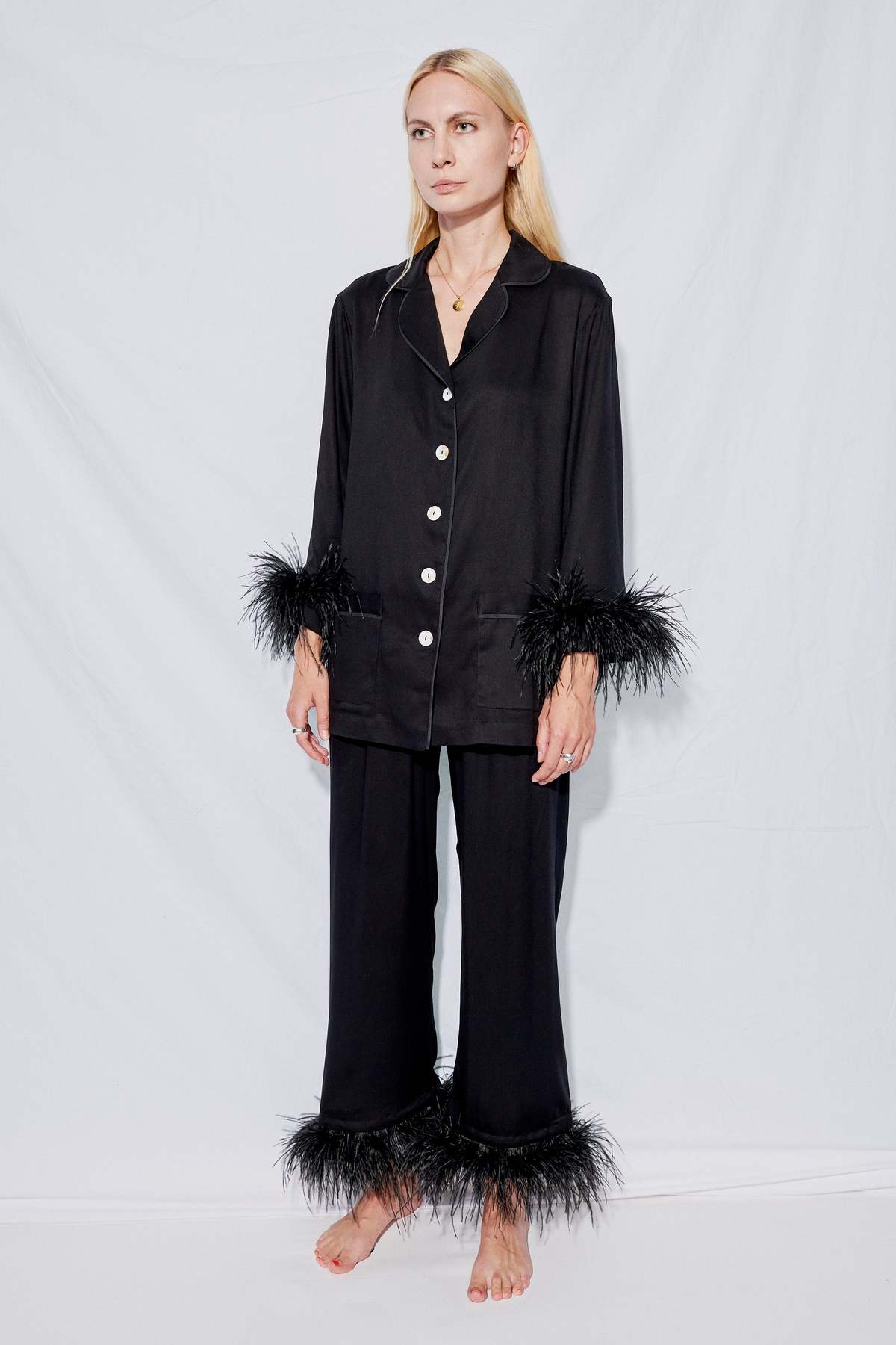 Sleeper Party Pajama Set with Double Feathers | Garmentory