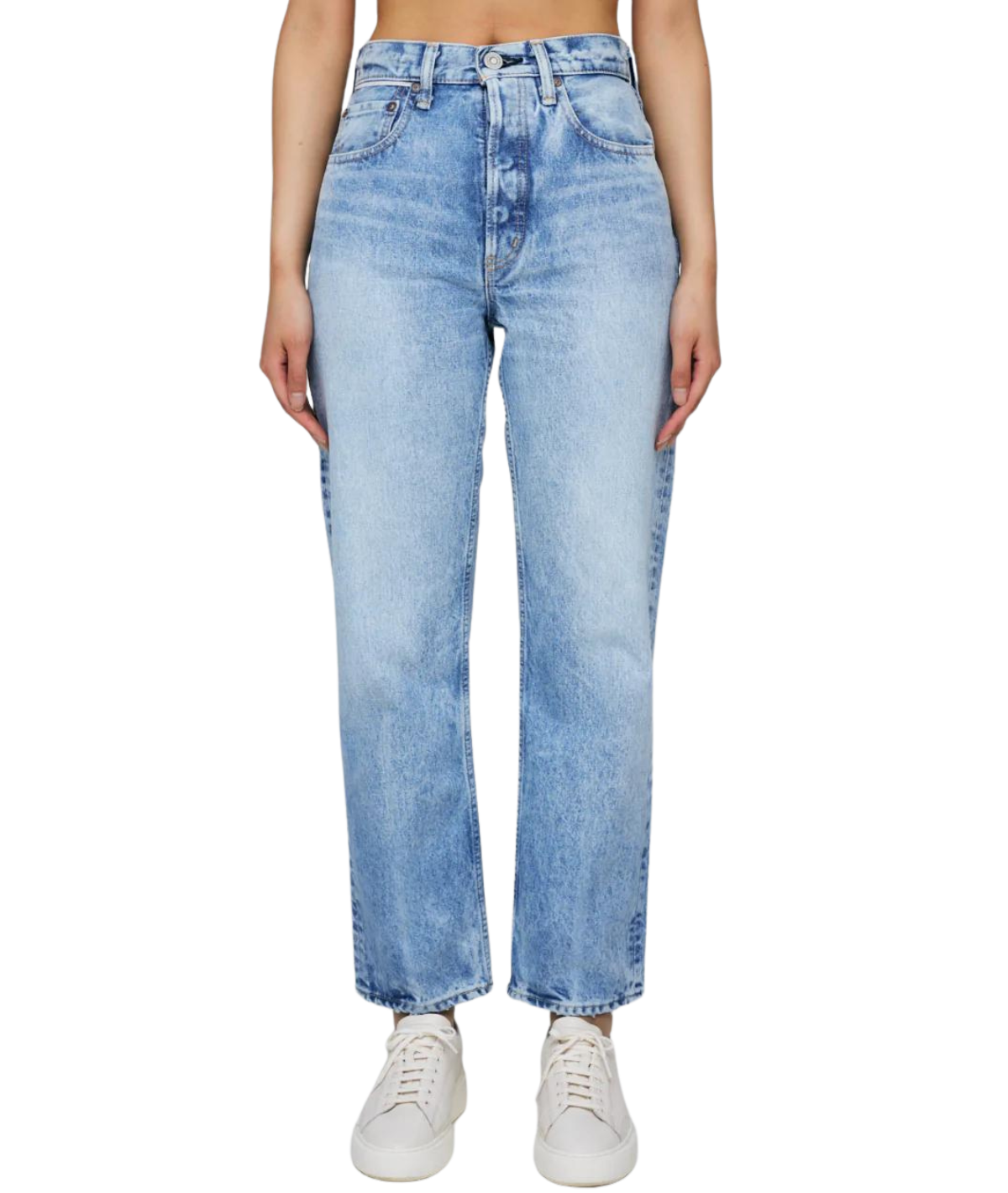 MOUSSY Leslie Cropped Wide Straight Jeans - Blue | Garmentory