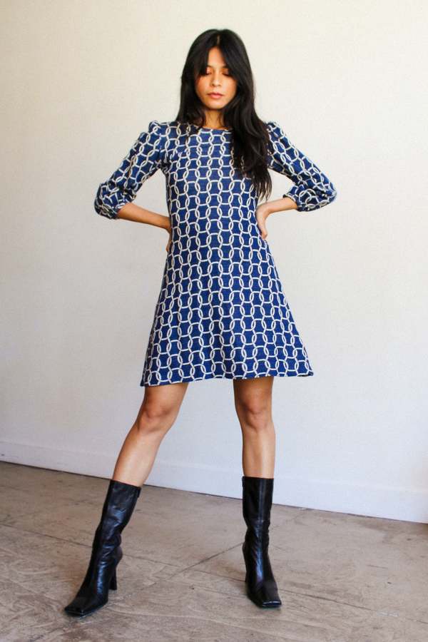 Vintage 3 Women 1970s Chain Link Mini Dress - Indigo Blue | Garmentory
