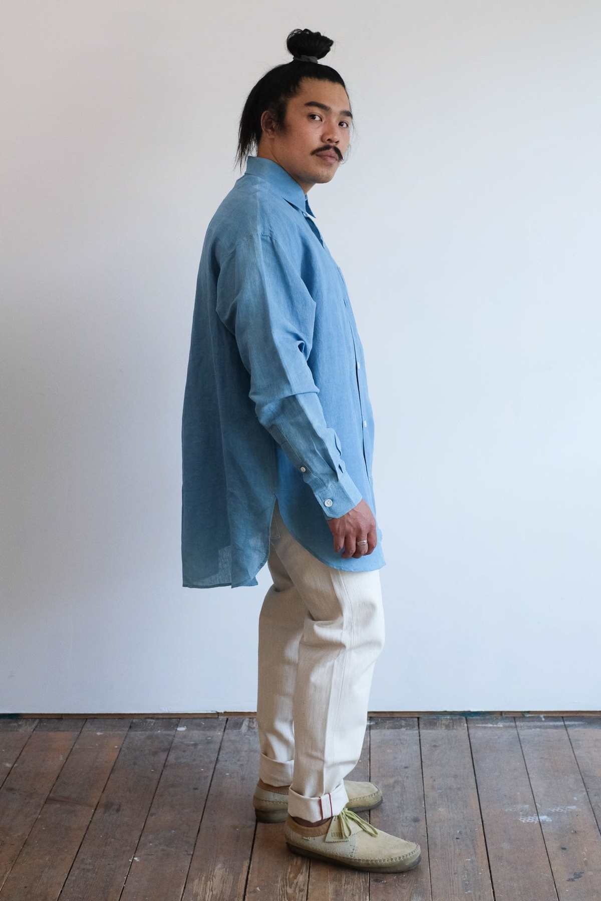 Naked & Famous Easy Guy Raw Cotton Slub Selvedge Jeans - Ecru | Garmentory