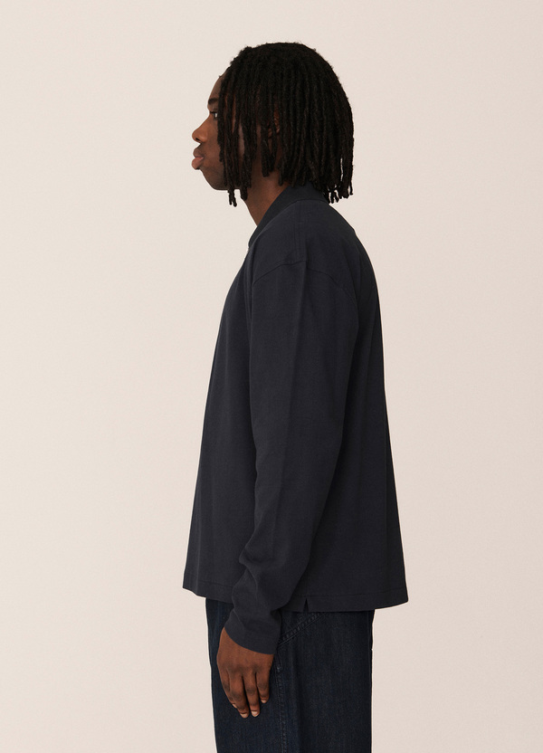 YMC Frat Zip Jersey Polo Shirt - Navy | Garmentory