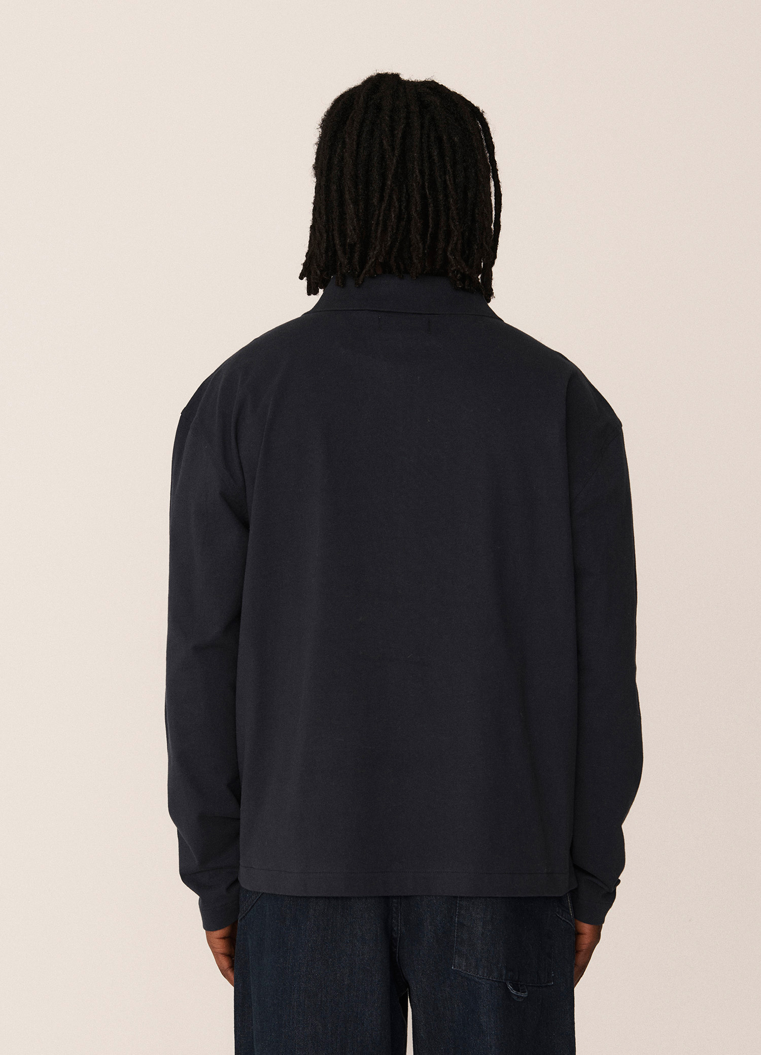 YMC Frat Zip Jersey Polo Shirt - Navy | Garmentory