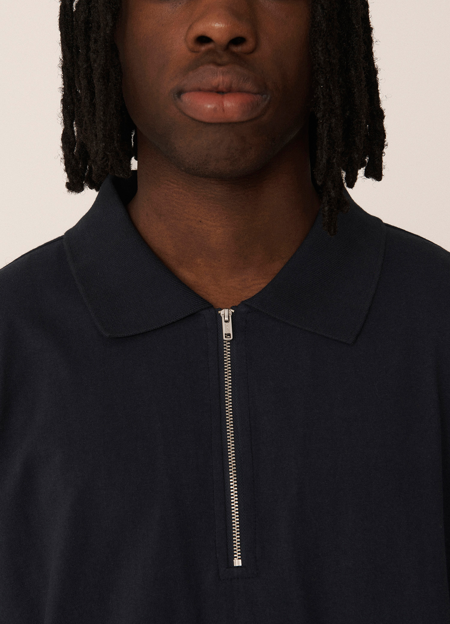 YMC Frat Zip Jersey Polo Shirt - Navy | Garmentory