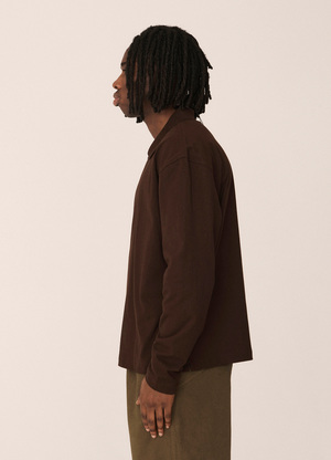 YMC Frat Cotton Zip Polo - Brown | Garmentory