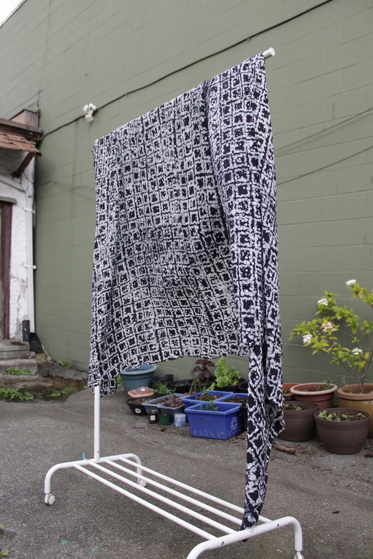 Sample Fabric - Rayon in B & W Grid | Garmentory