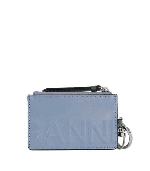 Ganni Banner Zipped Coin Purse - Forever Blue | Garmentory