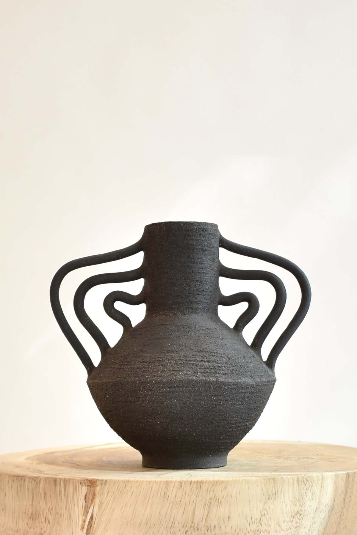 Ruby Bell Ceramics Geometric Tri Handle Vessel - Black Clay | Garmentory